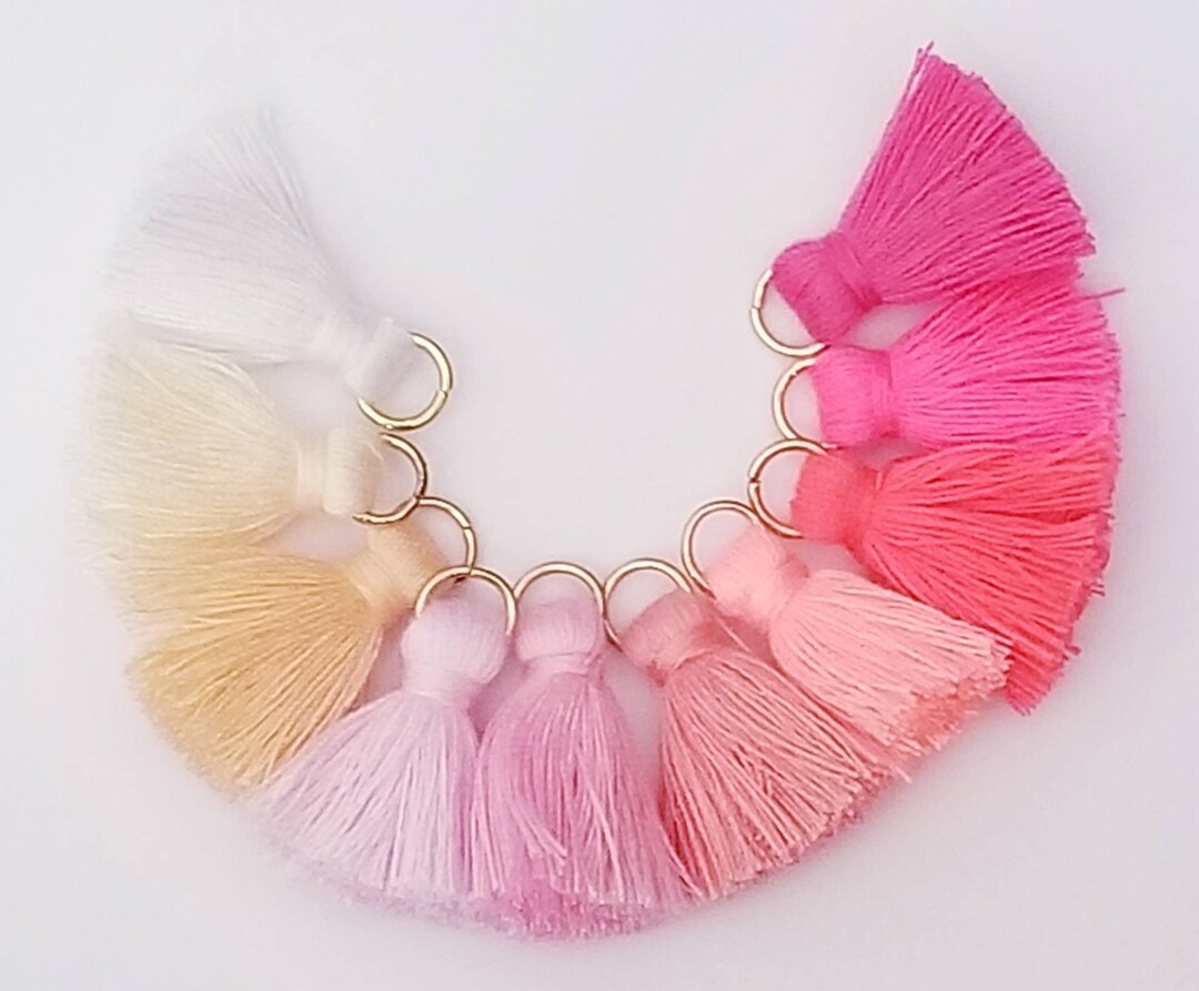 Pink Tassels, Pastel Tassels, Peach Tassel, Small Cotton Jewelry ...