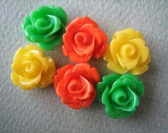Mini Roses Resin Roses 6pcs Mini Rose Flower Cabochons 10mm | Etsy