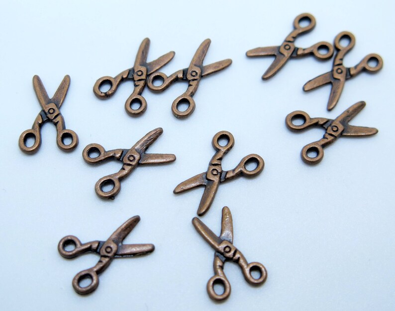 Scissor Charms Mini Scissors Pewter Scissor Charms Copper - Etsy