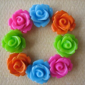 Small Roses, Mini Roses, Resin Flowers, 8pcs Mini Rose Flower Cabochons ...