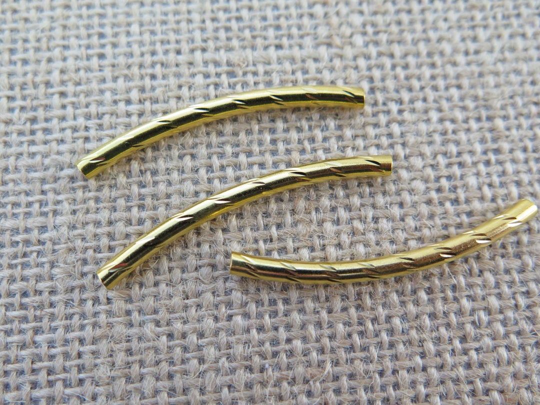 Curved Tubes, Tube Connectors, Gold Toned Curved Tubes, 3 Pieces, 40mm ...