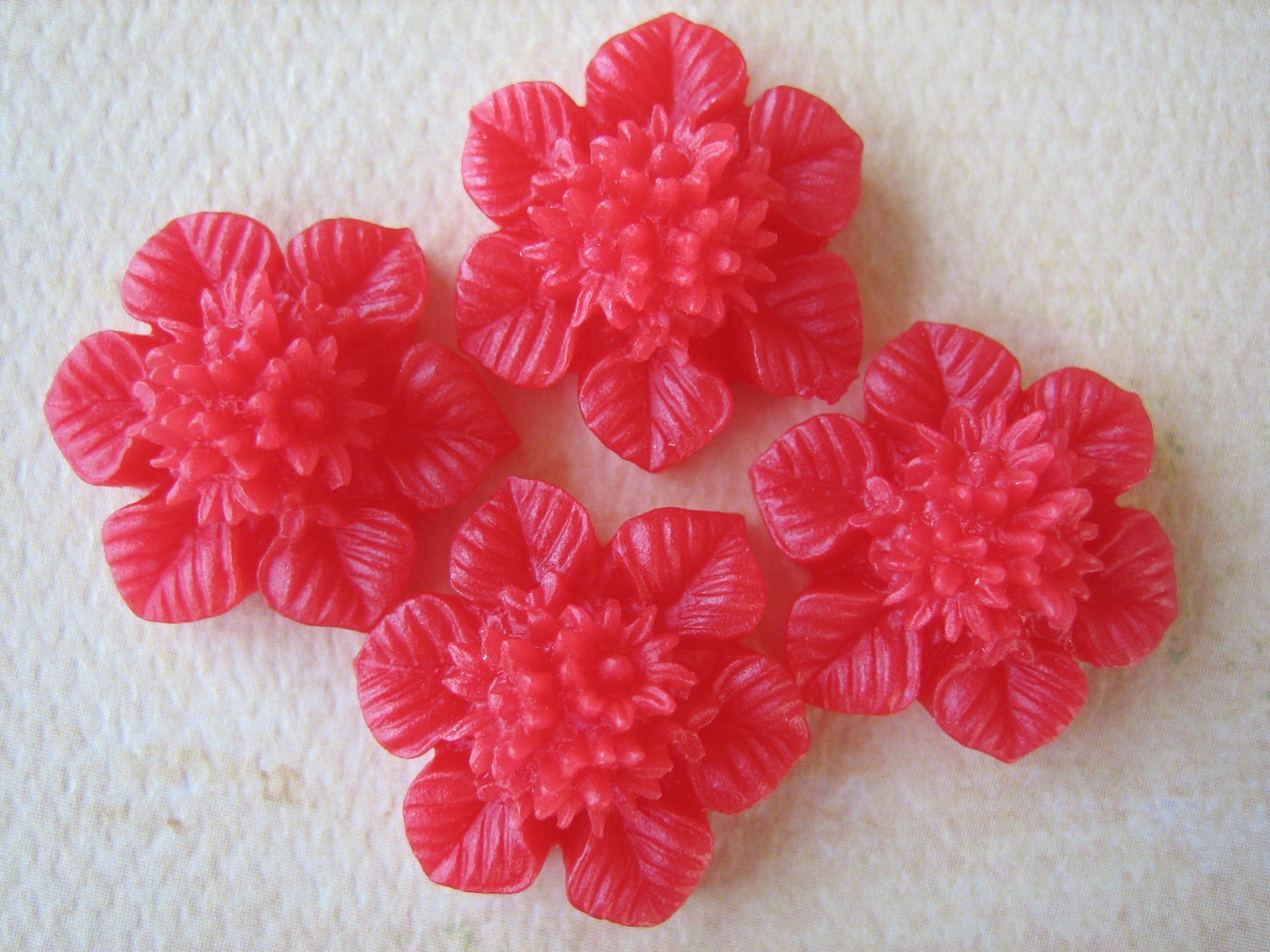Red Bouquet Cabochons, 21mm Red Flower Cabochons, 4pcs Cabochons, Resin ...