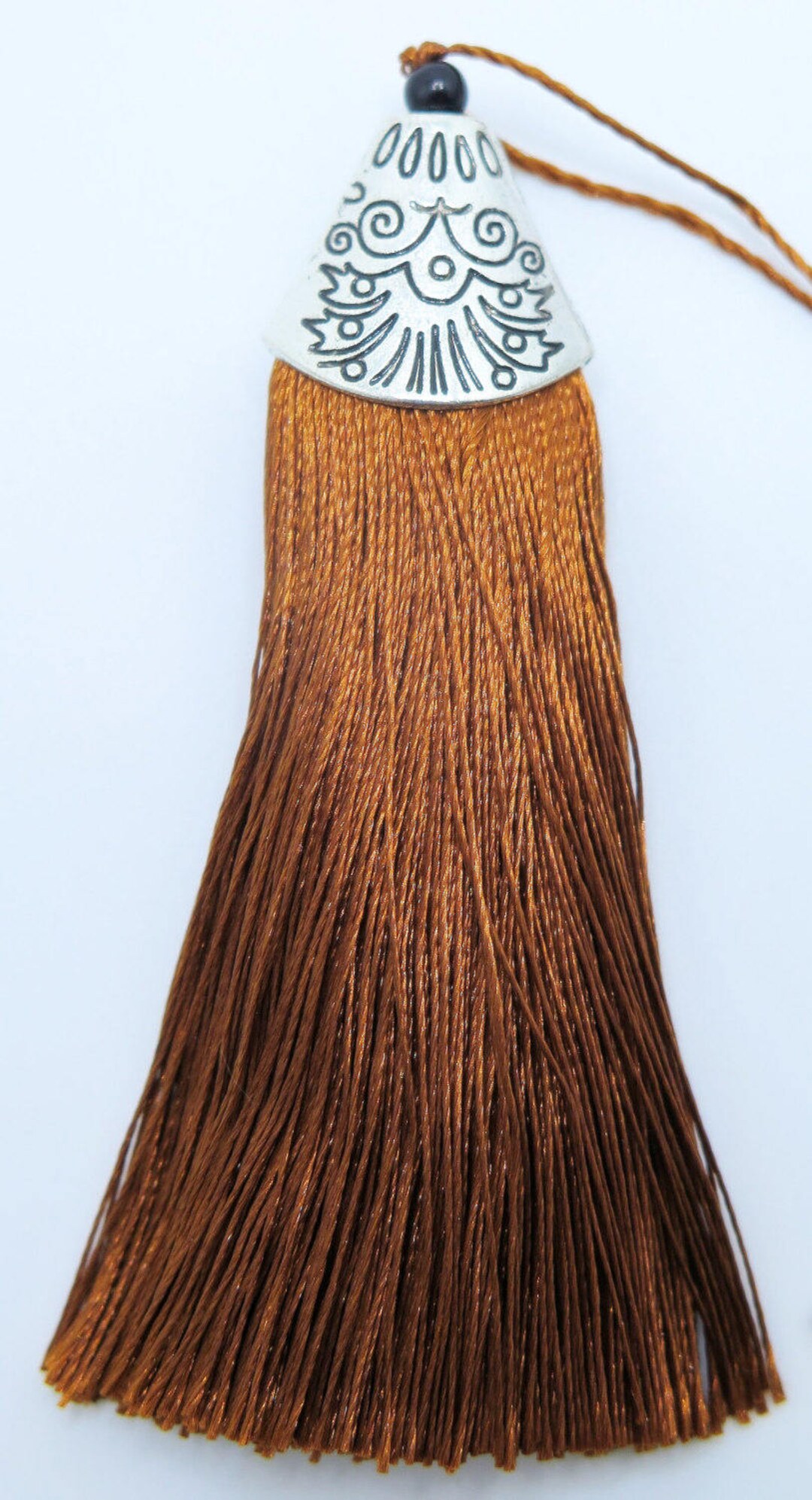 Brown Tassel, Brown Tassels, Large Silk Tassel With Antique Silver Cap ...