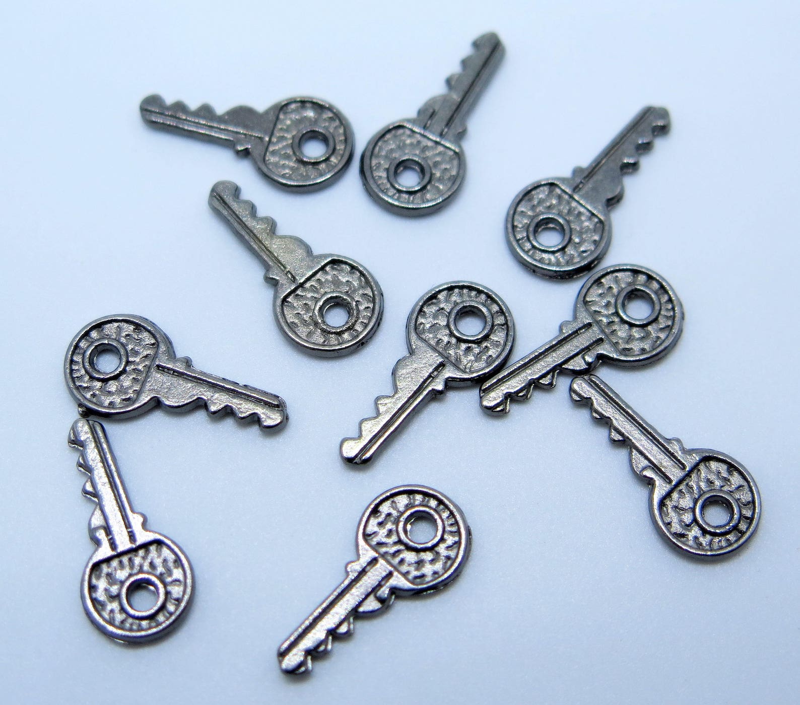 Key Charms Gunmetal Keys Mini Key Charms Mini Keys 10pcs | Etsy