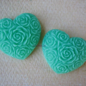 Green Heart Flower Cabochons, Green Hearts, 2 Pieces Green Resin Heart ...