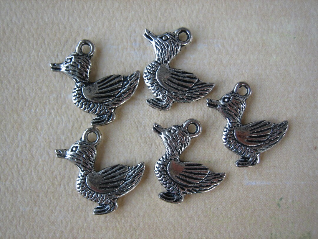 Duck Charms, Duck Pendant, Silver Ducks, 5PCS Antique Silver Ducks ...