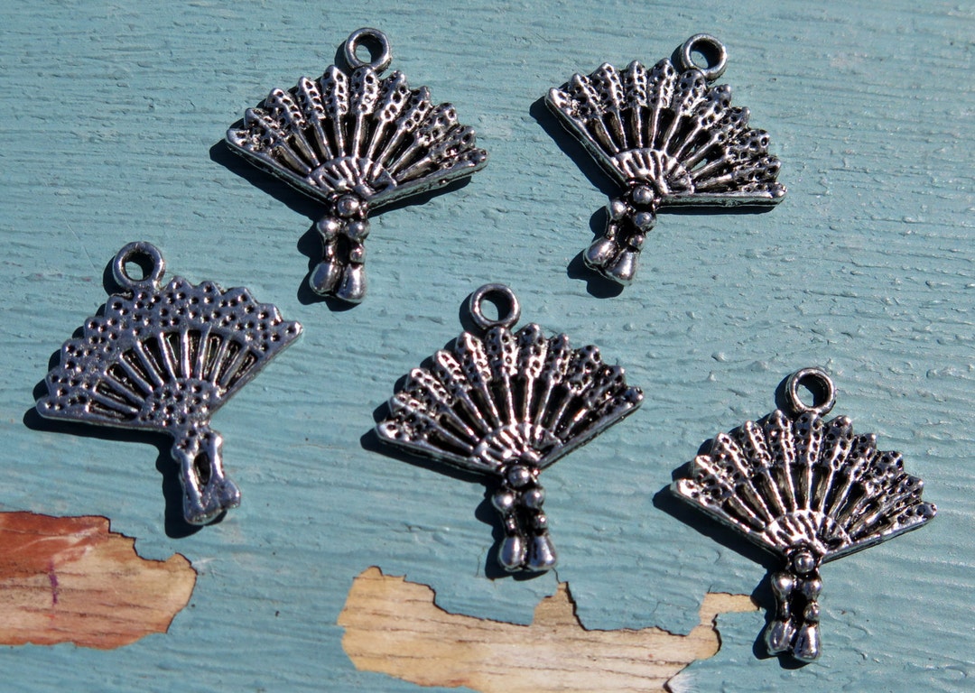 Fan Charm, Fan Charms, Fan Pendant, Silver Fans, Metal Fan, Fans ...