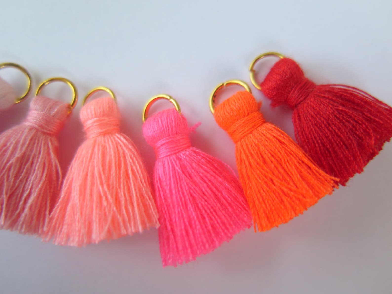 Orange Tassel, Pink Tassel, Small Cotton Jewelry Tassels With Matching ...