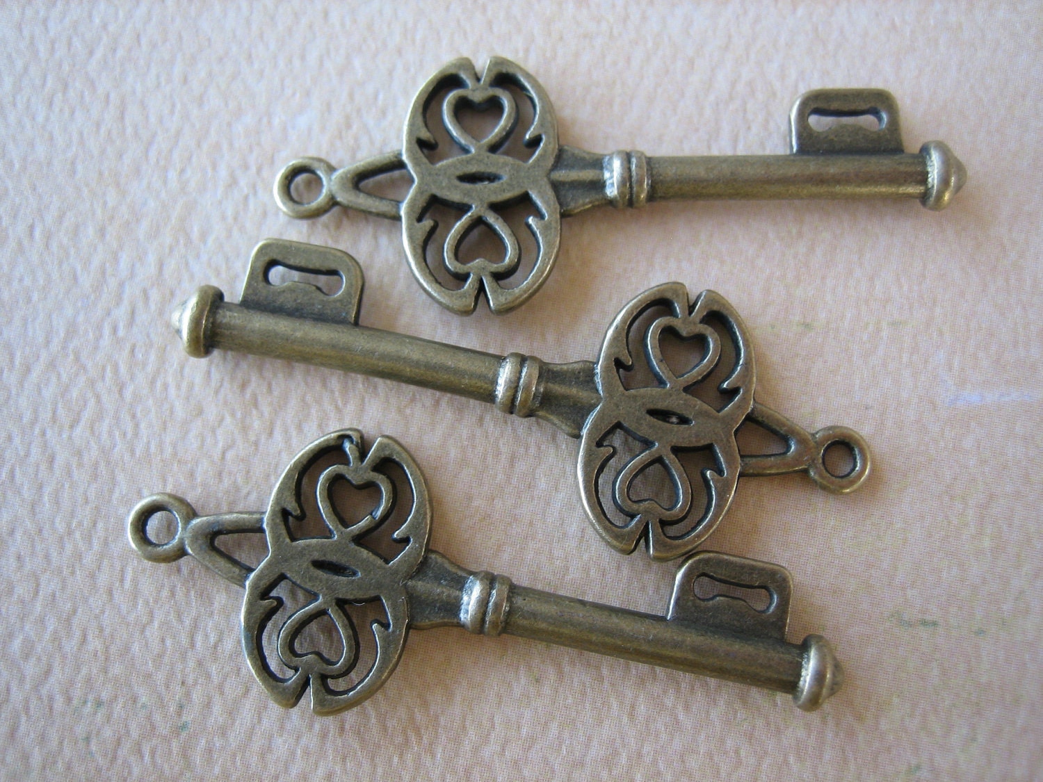 3PCS Bronze Key Charms, Bronze Key Pendants, Lead and Nickel Free ...
