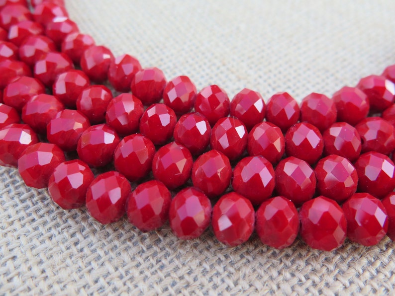 Crystal Beads Red Crystal Beads Faceted Crystal Rondelles - Etsy