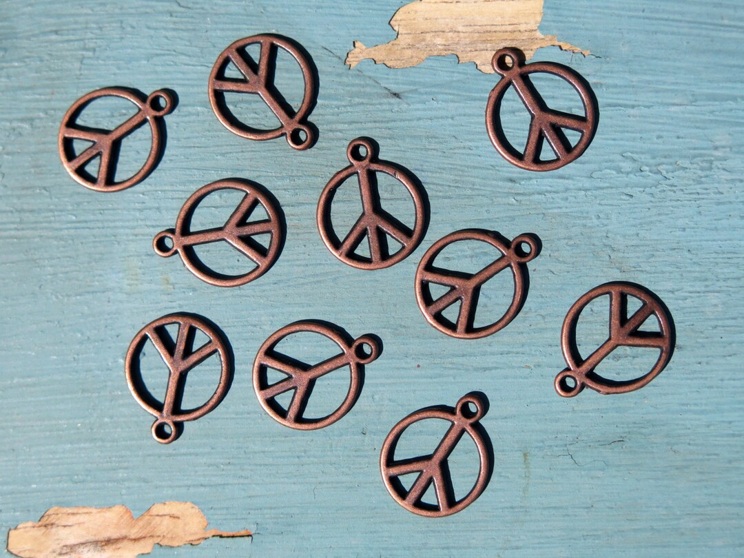 Peace Charms, 10pcs Copper Peace Charms, Peace Pendant, 16x14mm N19 ...