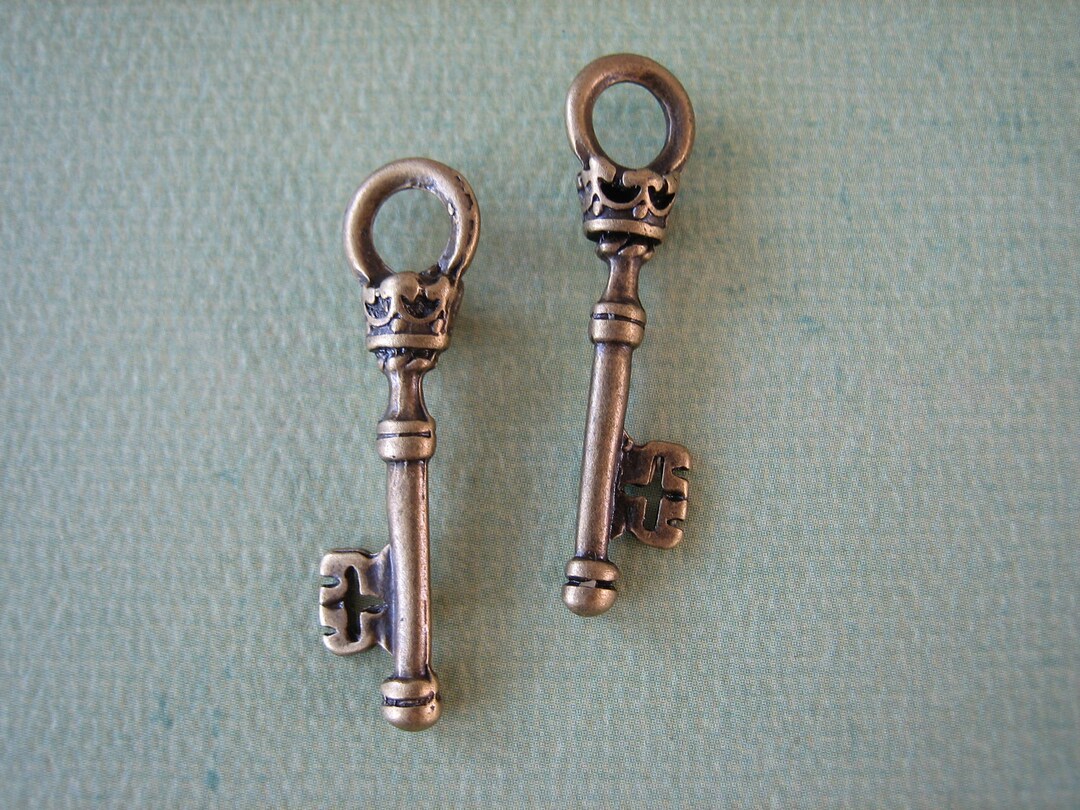 Key Charms, Key Charm, Key Pendant, Antique Bronze Key Charms, 2 Pieces ...