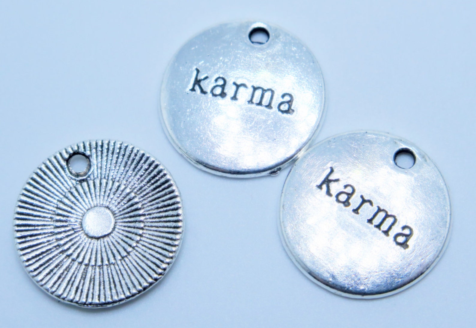 3PCS - Karma Charms - Silver Toned Round Charm - 20mm - N21 - Etsy