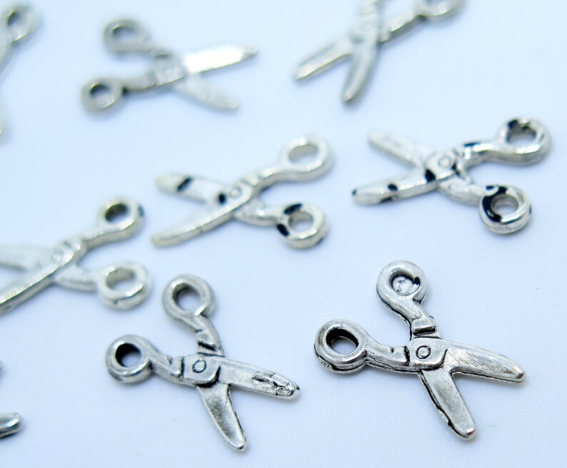 Scissor Charms, Mini Scissors, Pewter Scissor Charms, Antique Silver ...