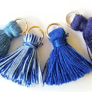 Blue Tassels, 4 Color Sampler Pack of Blues, Short Cotton Jewelry ...