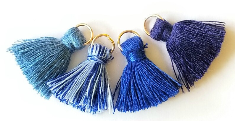 Blue Tassels, 4 Color Sampler Pack of Blues, Short Cotton Jewelry ...