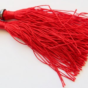 Red Tassels, Silk Tassels, Red Silk Tassels With Gunmetal Cap and Loop ...