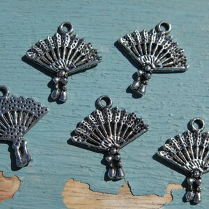 Fan Charm, Fan Charms, Fan Pendant, Silver Fans, Metal Fan, Fans ...