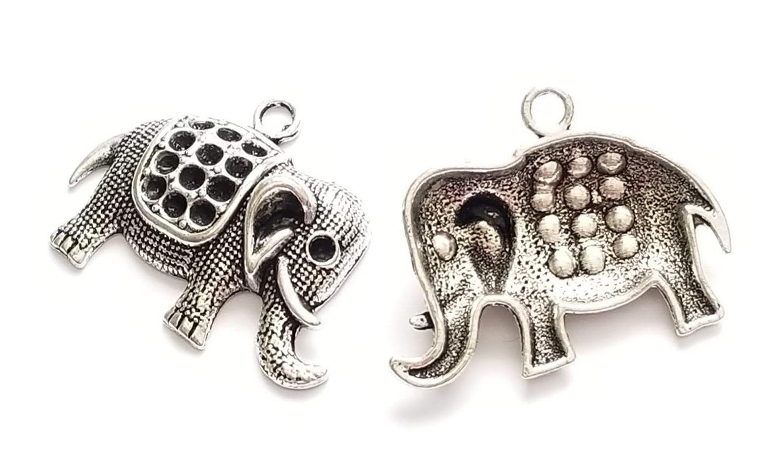 Elephant Charm, Antique Silver Elephant Pendant, 2 Pieces Metal ...