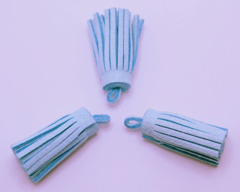 Blue Tassels, Faux Suede Tassels, 30mm Tassels, Aqua Tassels, 2 Pieces ...