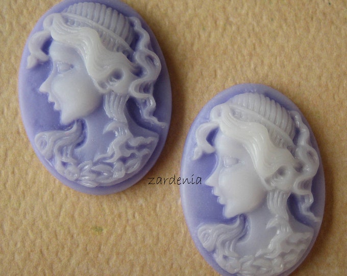 2PCS - Oval Lady Cameos - Purple - 24x18x5mm - Etsy