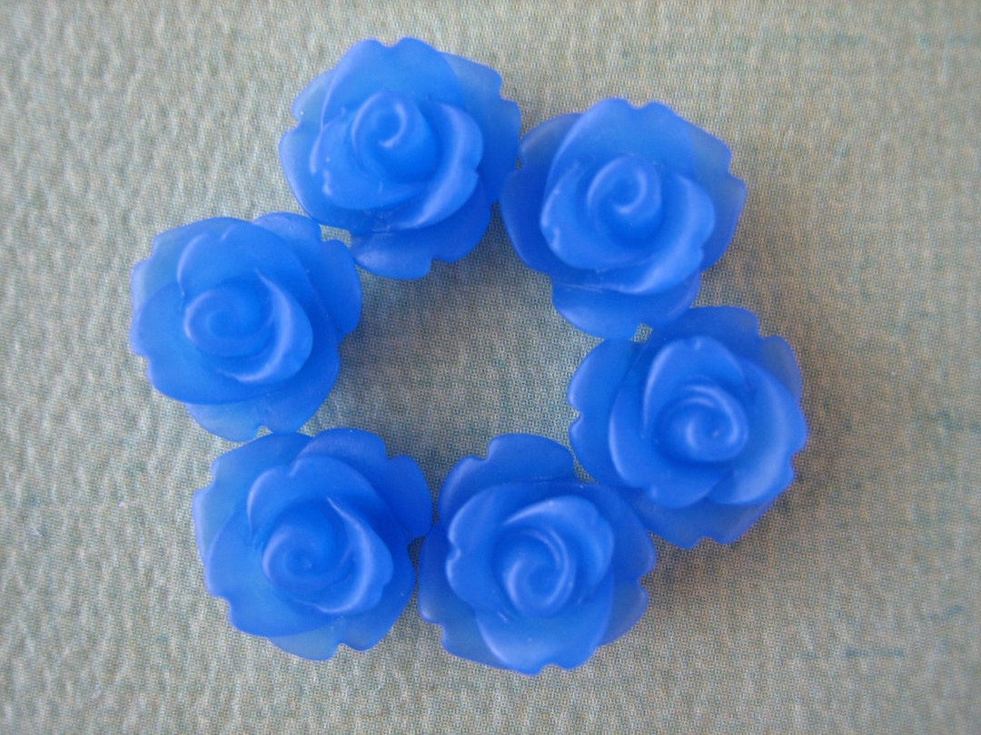 Blue Flowers, 10mm Mini Blue Roses, Frosted Blue Roses, 6pcs Mini Rose ...