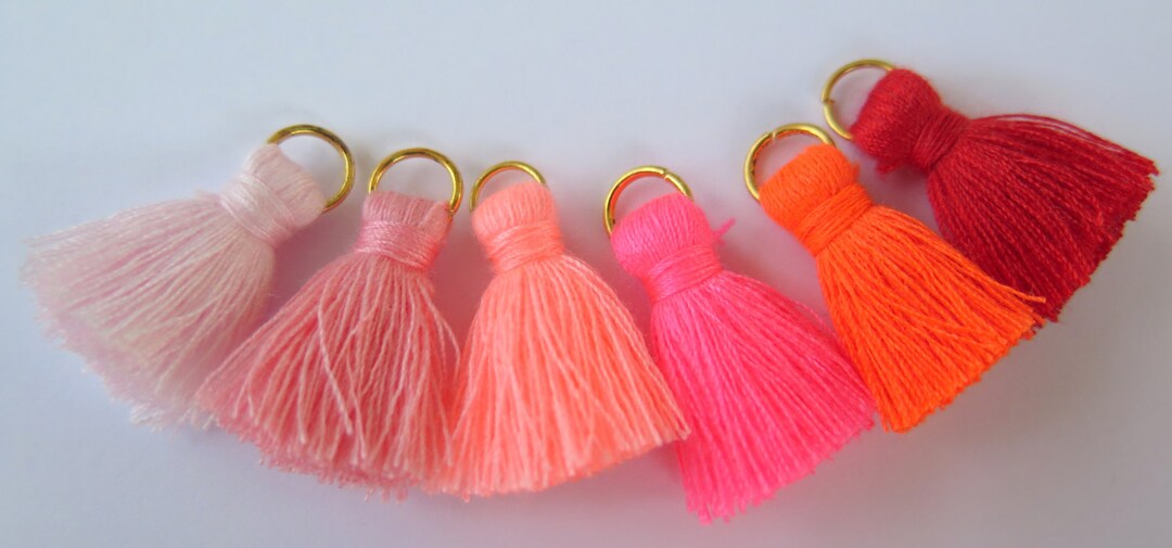 Orange Tassel, Pink Tassel, Small Cotton Jewelry Tassels With Matching ...