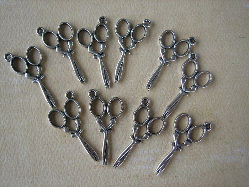 Small Scissor Charms Silver Scissors 10pcs 25x12mm Scissor - Etsy