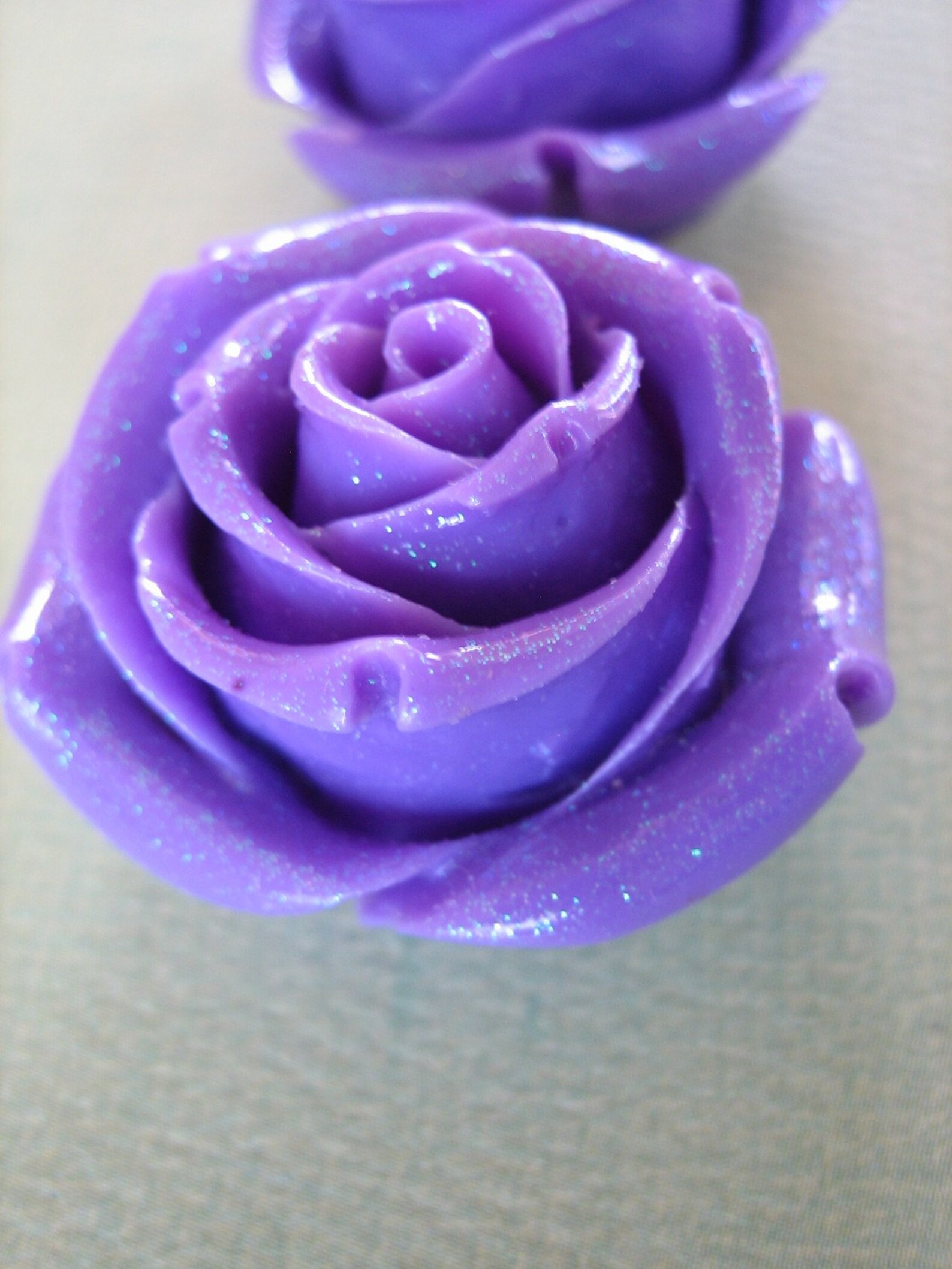 Purple Roses 35mm Purple Glitter Rose Cabochons 2pcs Large | Etsy