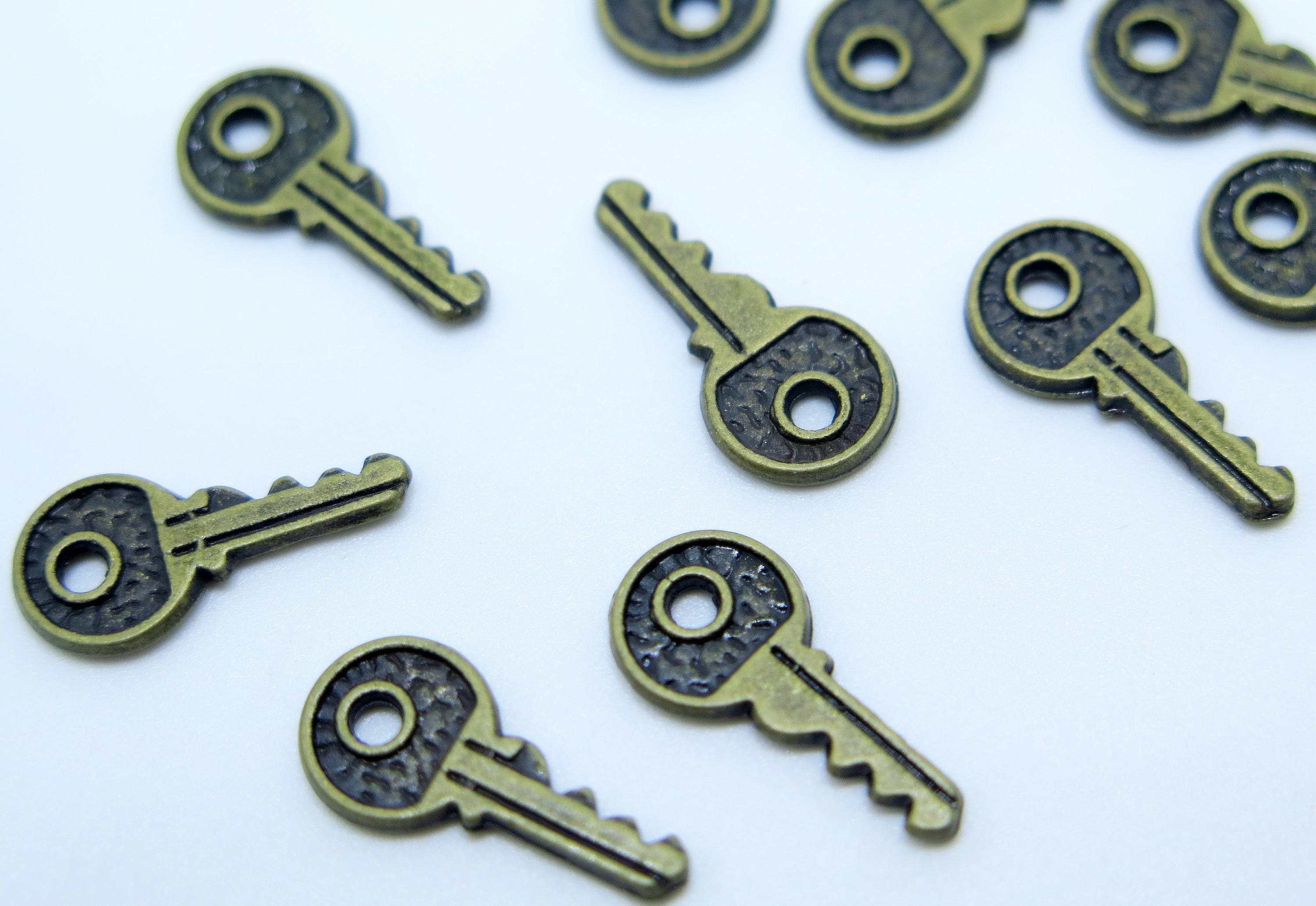 Key Charms Antique Brass Keys Mini Key Charms Mini Keys | Etsy