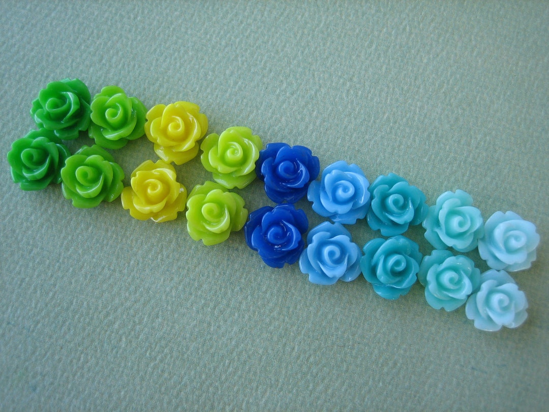 Mini Roses, 10mm Mini Roses, 18pcs Mini Rose Flower Cabochons, Resin ...