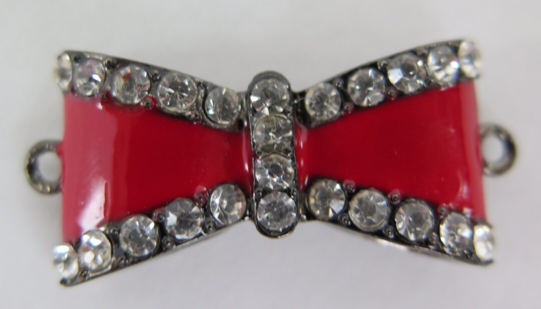Red Bow, Bow Connector, Bow Charm, Red Bow Charm, Red Enamel on ...