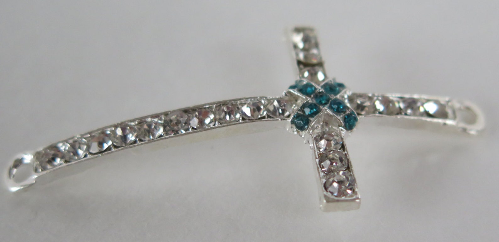 1PC Cross Charm Connector Silver Toned Cross With Teal and - Etsy