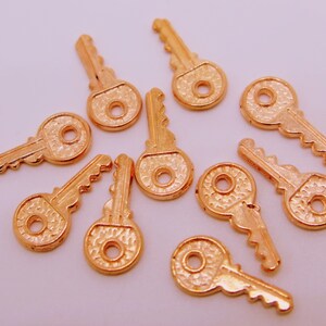 Key Charms, Rose Gold Keys, Mini Key Charms, Mini Keys, 10pcs, 15x7mm ...