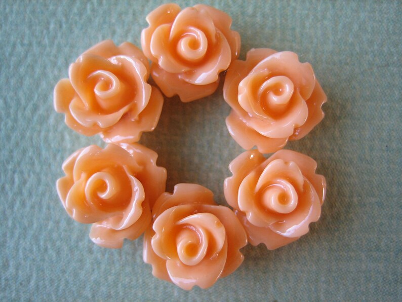 Peach Roses 6pcs Mini Rose Flower Cabochons 10mm Mini Resin | Etsy