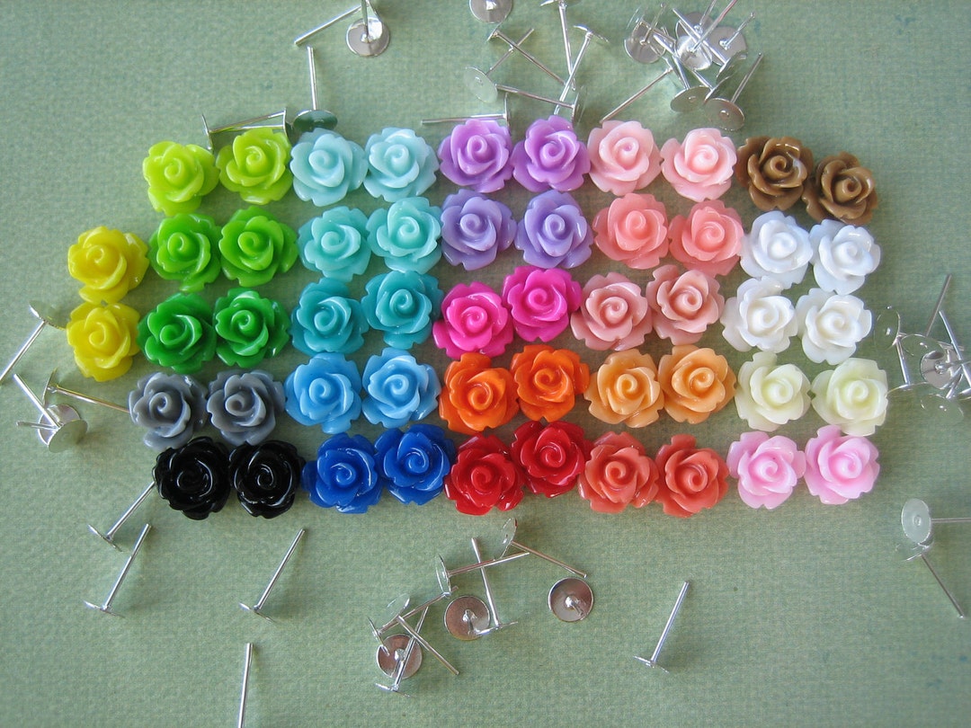 Mini Rose and Earring DIY Kit, 104 Pieces, 10mm Mini Roses, Mixed ...