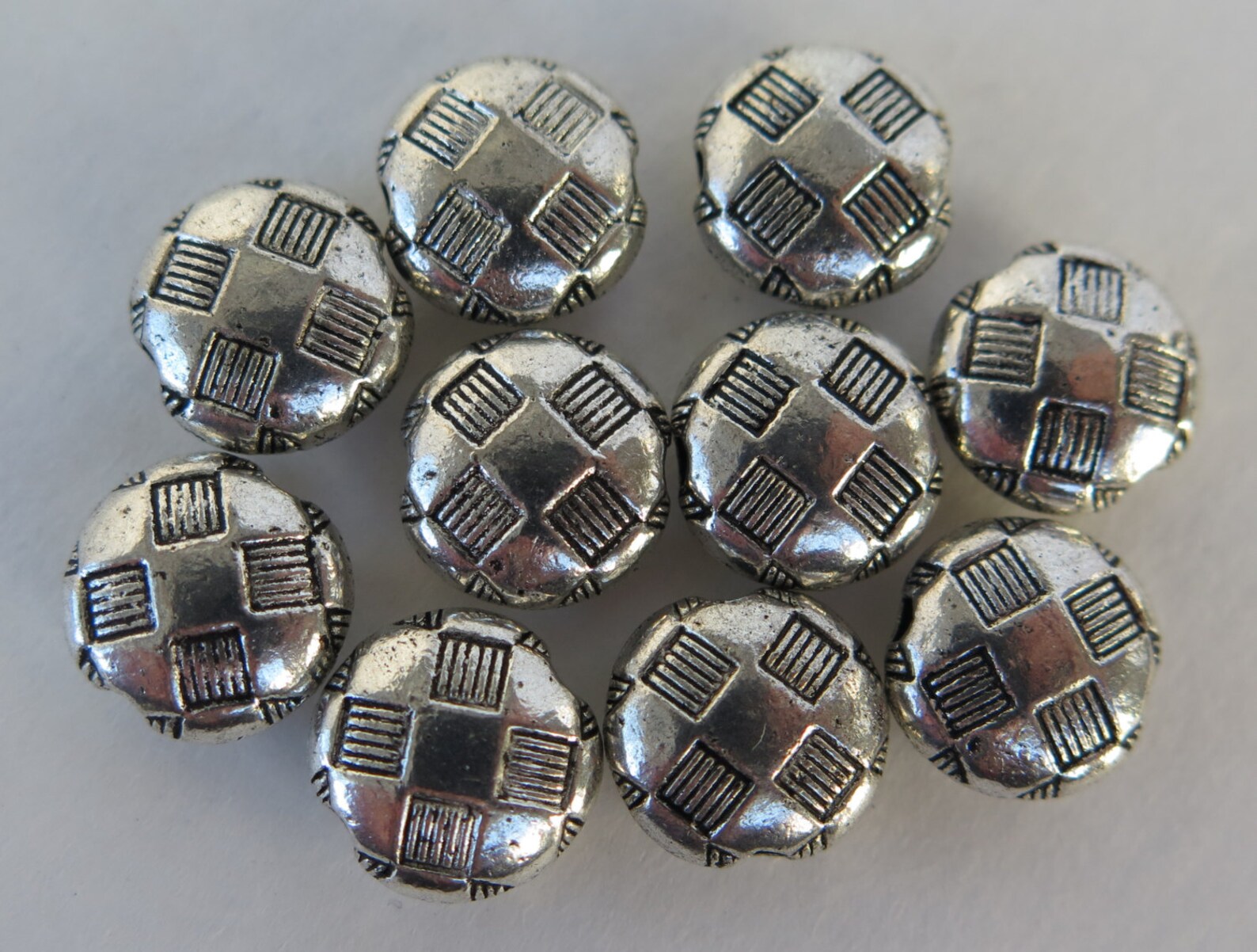 Round Beads, Round Metal Beads, 10 Pieces, Round Etched Metal Beads ...