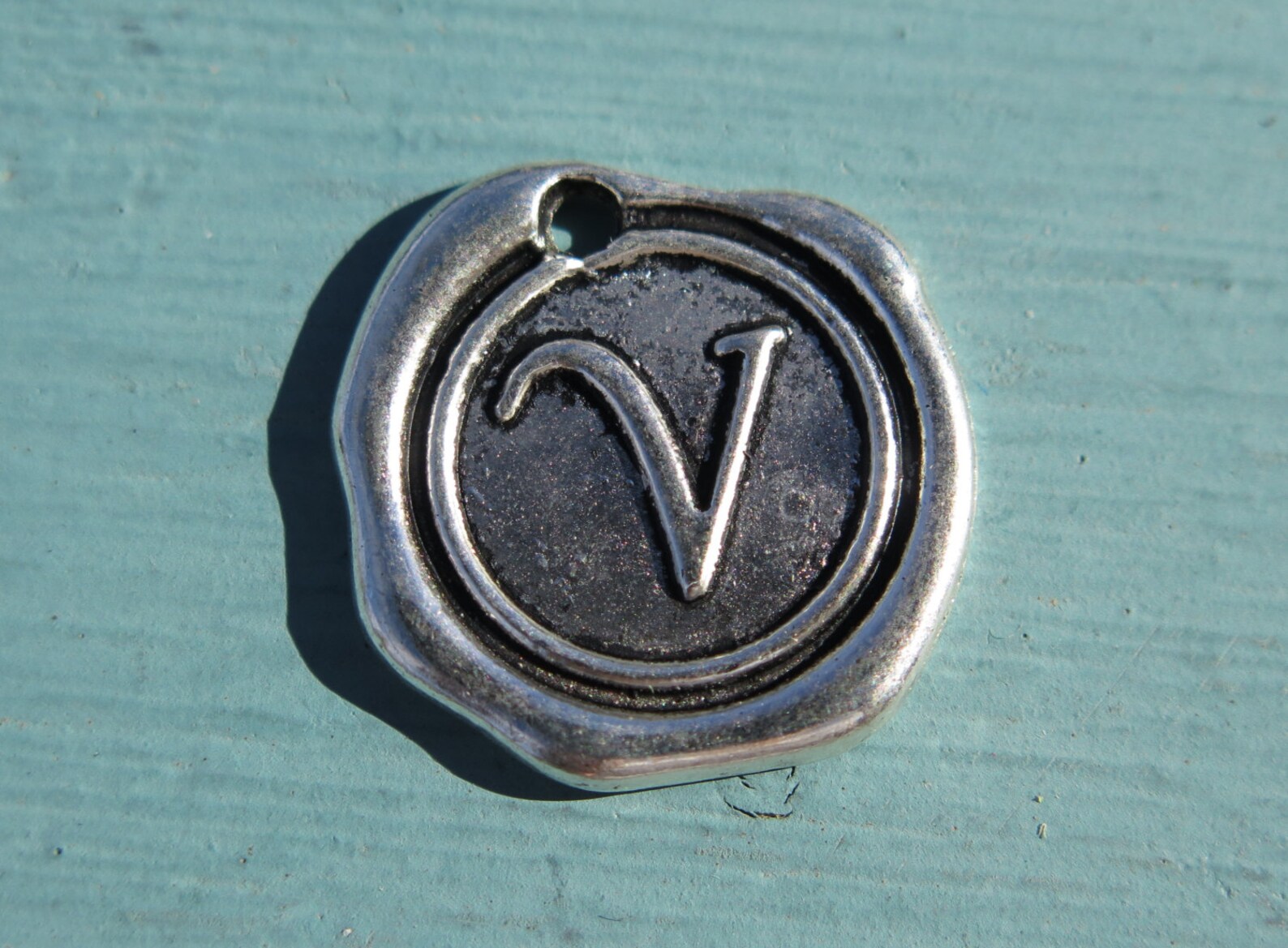 V Pendant, Initial V Charm, Letter V Pendant, 1pc Antique Silver ...