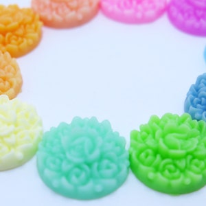 Rosebud Flower Cabochons, Resin 10 Color Sampler Pack, 17mm Resin ...
