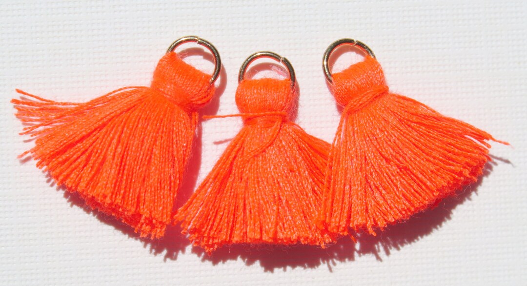 Orange Tassels, Neon Orange Tassels, Small Cotton Tassels, Short ...