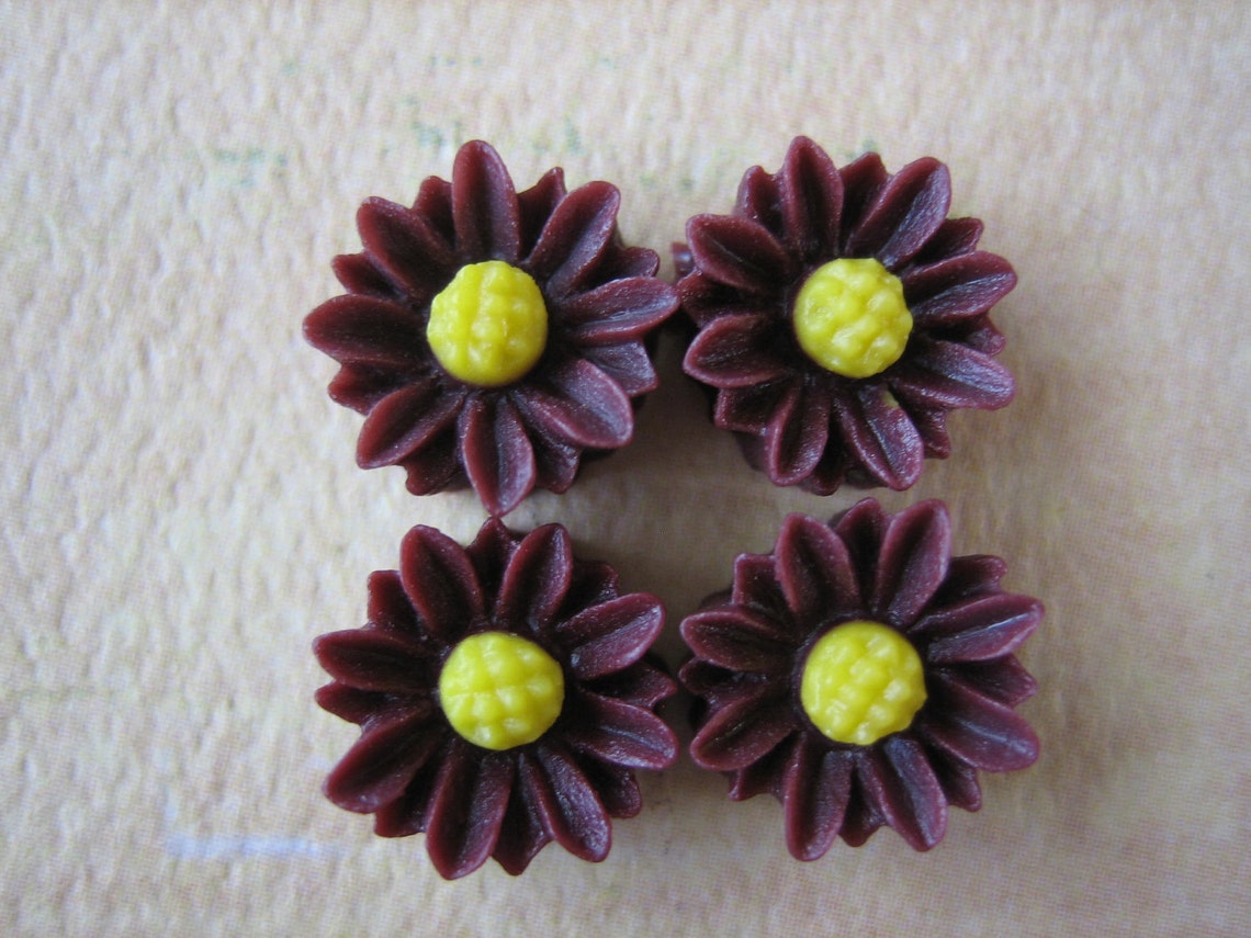 Mini Daisy Flower Cabochons Resin Cabs 4 pieces 9mm Flowers | Etsy