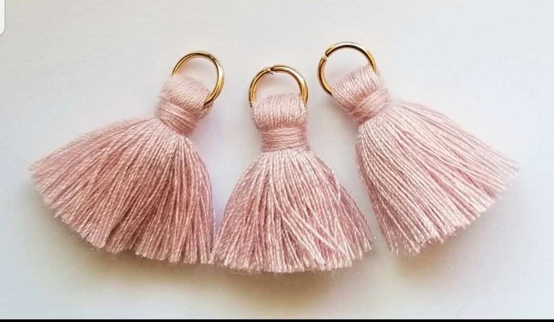Dusty Rose Pink Tassels, Cotton Tassels, Tassels With Gold Brass Jump ...