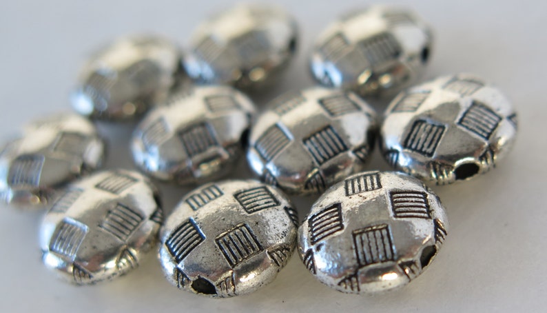 Round Beads, Round Metal Beads, 10 Pieces, Round Etched Metal Beads ...