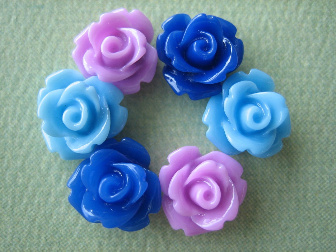 Rose Flowers, 6pcs Mini Rose Flower Cabochons, 10mm Mini Roses, Resin ...
