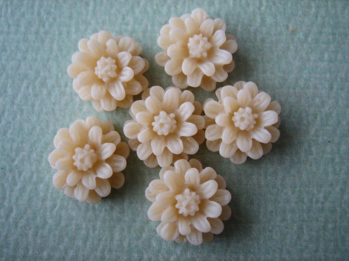 Vanilla Cabochons, Ivory Cabochons, 6 Pieces, Mini Daisy Cabochons ...