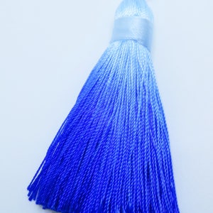 Blue Tassels, Ombre Tassels, Gradient Tassels, Large Silk Tassels, Blue ...