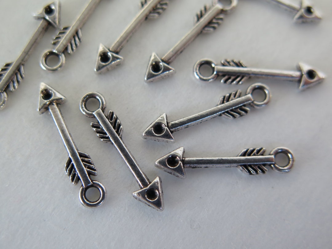 Arrow Charms, 10 Pcs, Antique Silver Arrow Charms, Metal Arrow Charms ...