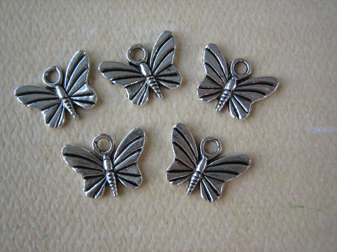 Butterfly Charms, Silver Butterflies, 5PCS Small Butterfly Charms ...