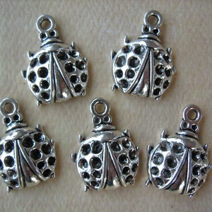 Ladybug Charms Silver Ladybugs Ladybird Pendant 5PCS - Etsy France