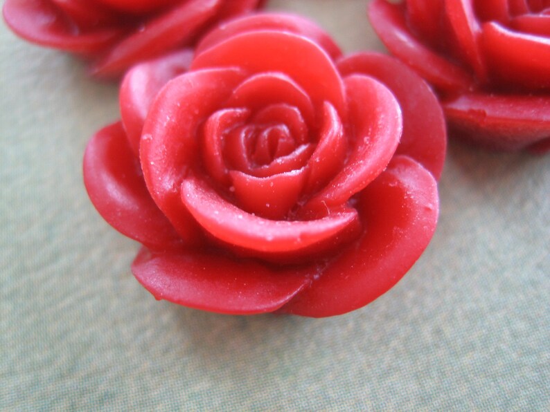 Red Roses Resin Roses 18mm Red Roses 4pcs Rose Flower - Etsy